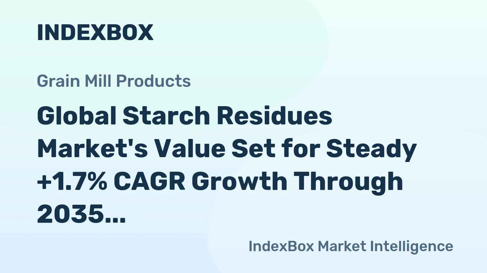 Global Starch Residues Market's Value Set for Steady +1.7% CAGR Growth Through 2035