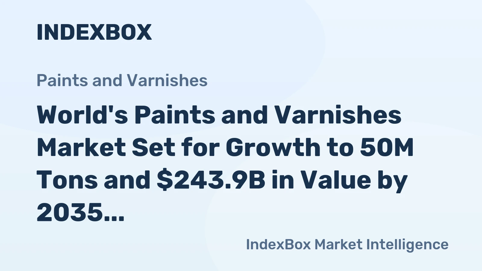 World's Paints and Varnishes Market Set for Growth to 50M Tons and $243.9B in Value by 2035