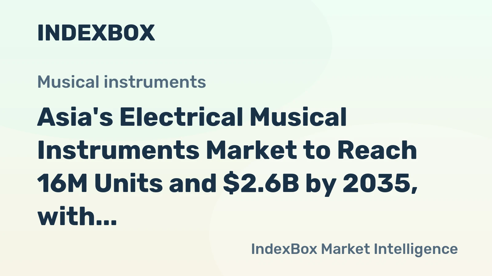 Asia's Electrical Musical Instruments Market to Reach 16M Units and $2.6B by 2035, with +9.1% CAGR