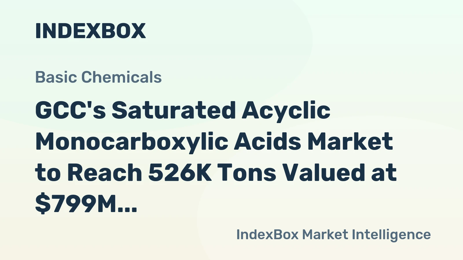 GCC's Saturated Acyclic Monocarboxylic Acids Market to Reach 526K Tons Valued at $799M by 2035