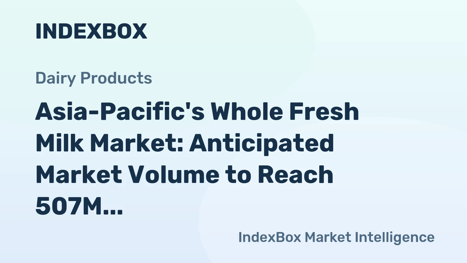 Asia-Pacific's Whole Fresh Milk Market: Anticipated Market Volume to Reach 507M Tons and Market Value to Grow to $443.8B by 2035