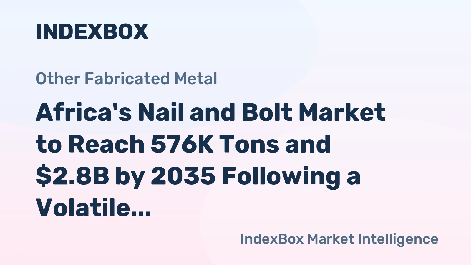 Africa's Nail and Bolt Market to Reach 576K Tons and $2.8B by 2035 Following a Volatile 2024
