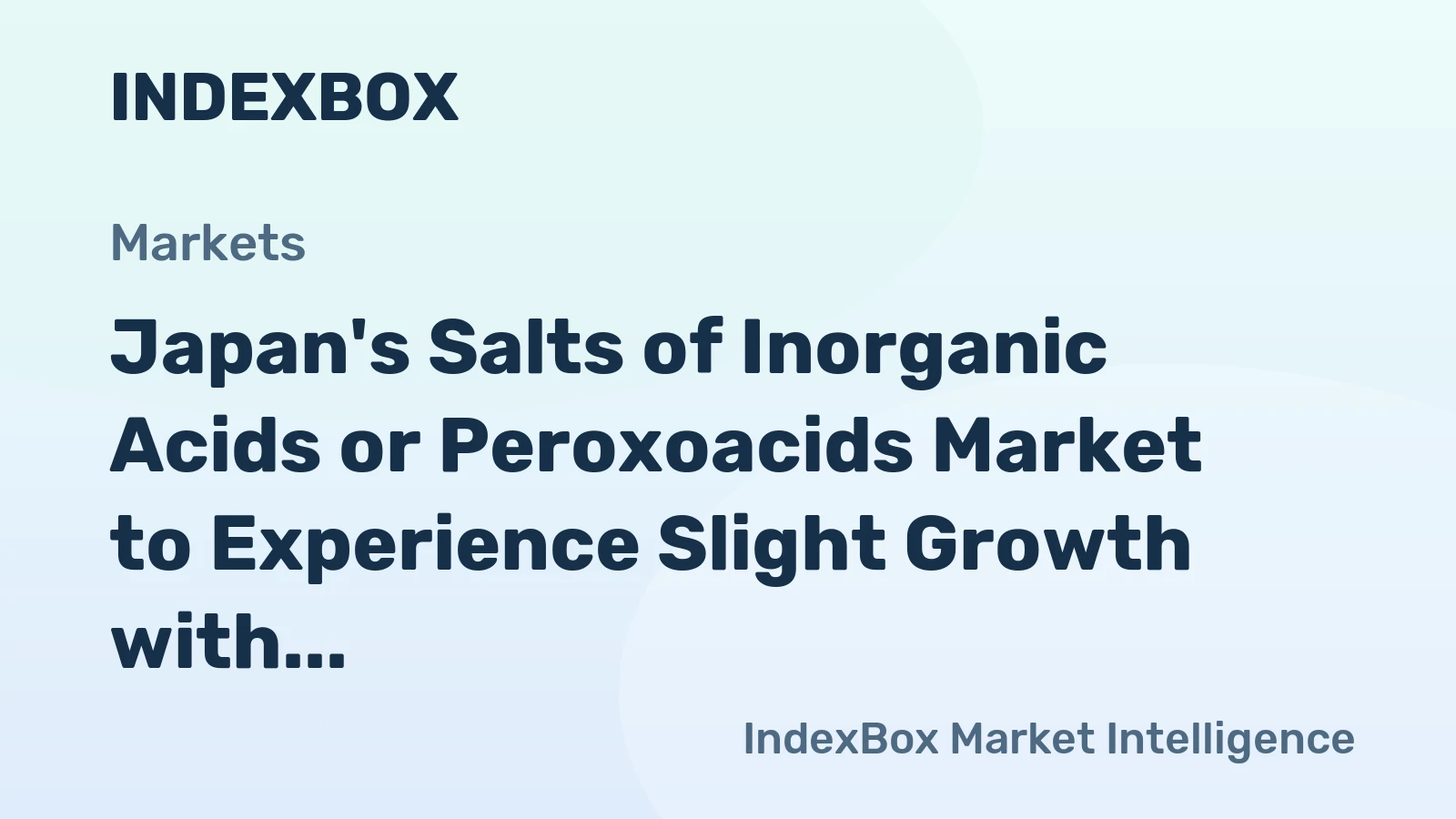 Japan's Salts of Inorganic Acids or Peroxoacids Market to Experience Slight Growth with CAGR of +0.5% from 2024 to 2035