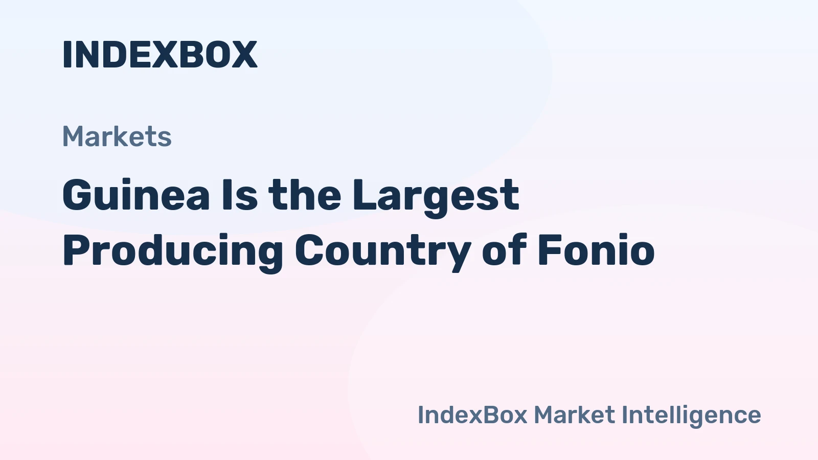 Guinea Is the Largest Producing Country of Fonio