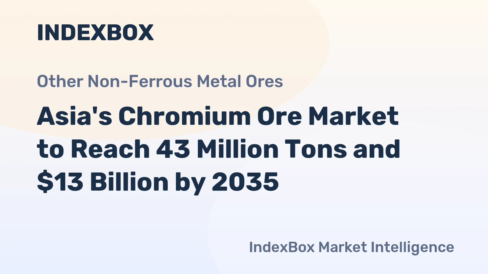 Asia's Chromium Ore Market to Reach 43 Million Tons and $13 Billion by 2035