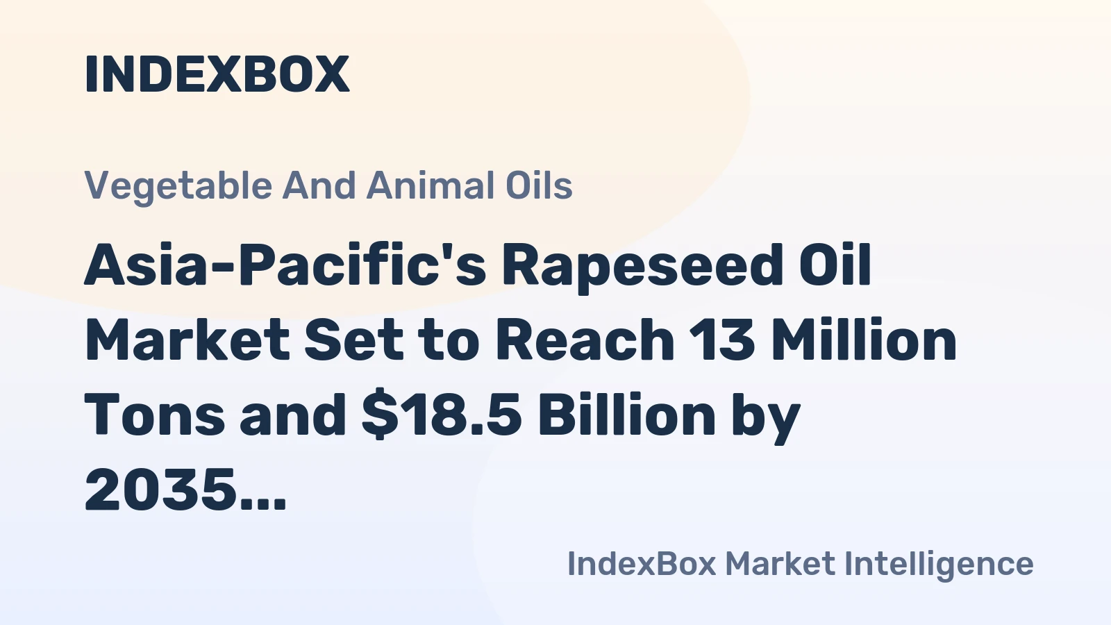 Asia-Pacific's Rapeseed Oil Market Set to Reach 13 Million Tons and $18.5 Billion by 2035