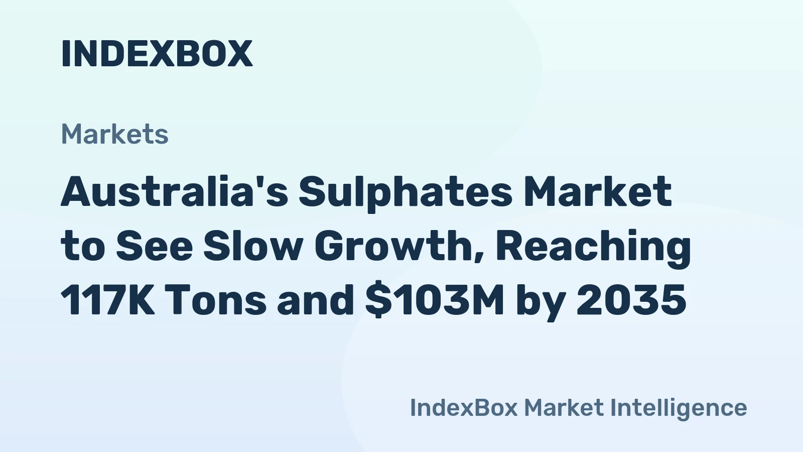 Australia's Sulphates Market to See Slow Growth, Reaching 117K Tons and $103M by 2035