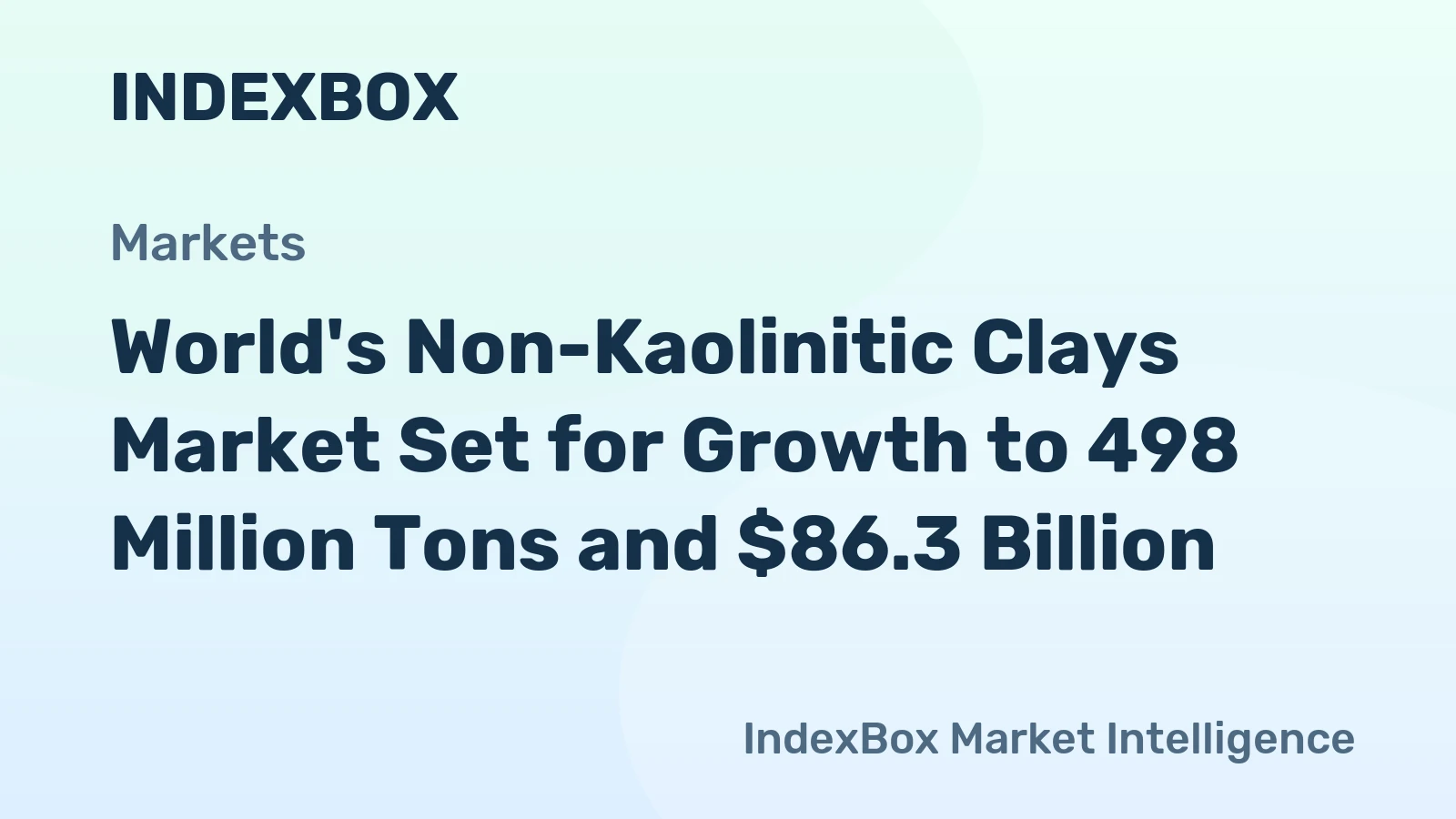 World's Non-Kaolinitic Clays Market Set for Growth to 498 Million Tons and $86.3 Billion