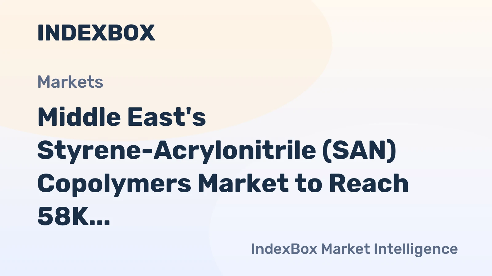 Middle East's Styrene-Acrylonitrile (SAN) Copolymers Market to Reach 58K Tons and $100M by 2035