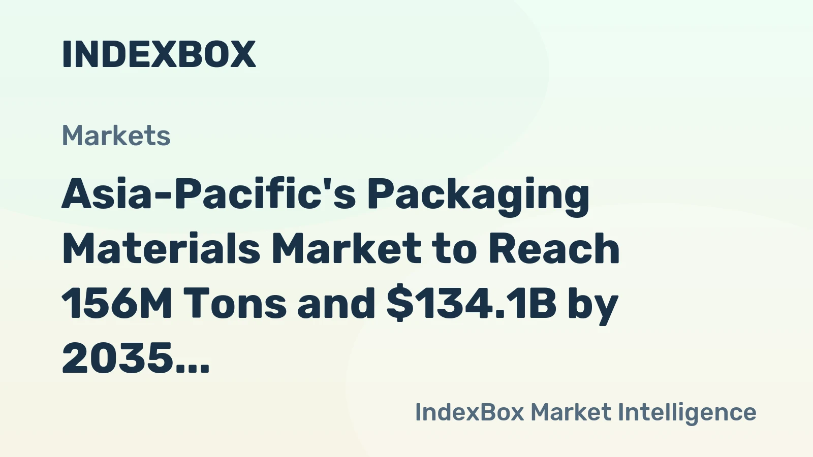 Asia-Pacific's Packaging Materials Market to Reach 156M Tons and $134.1B by 2035