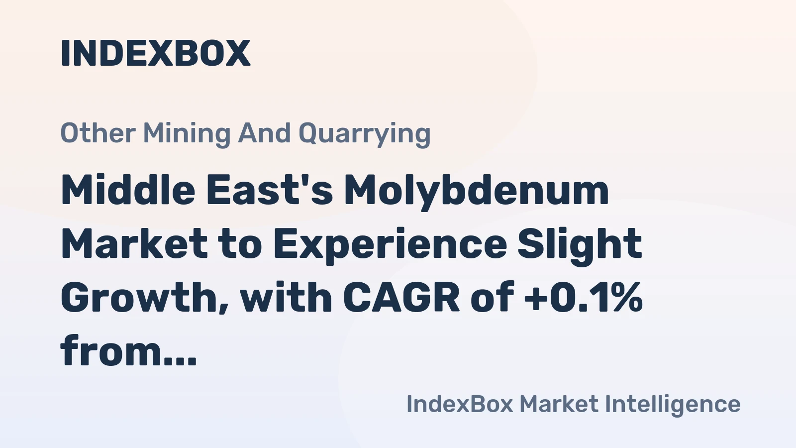 Middle East's Molybdenum Market to Experience Slight Growth, with CAGR of +0.1% from 2024 to 2035