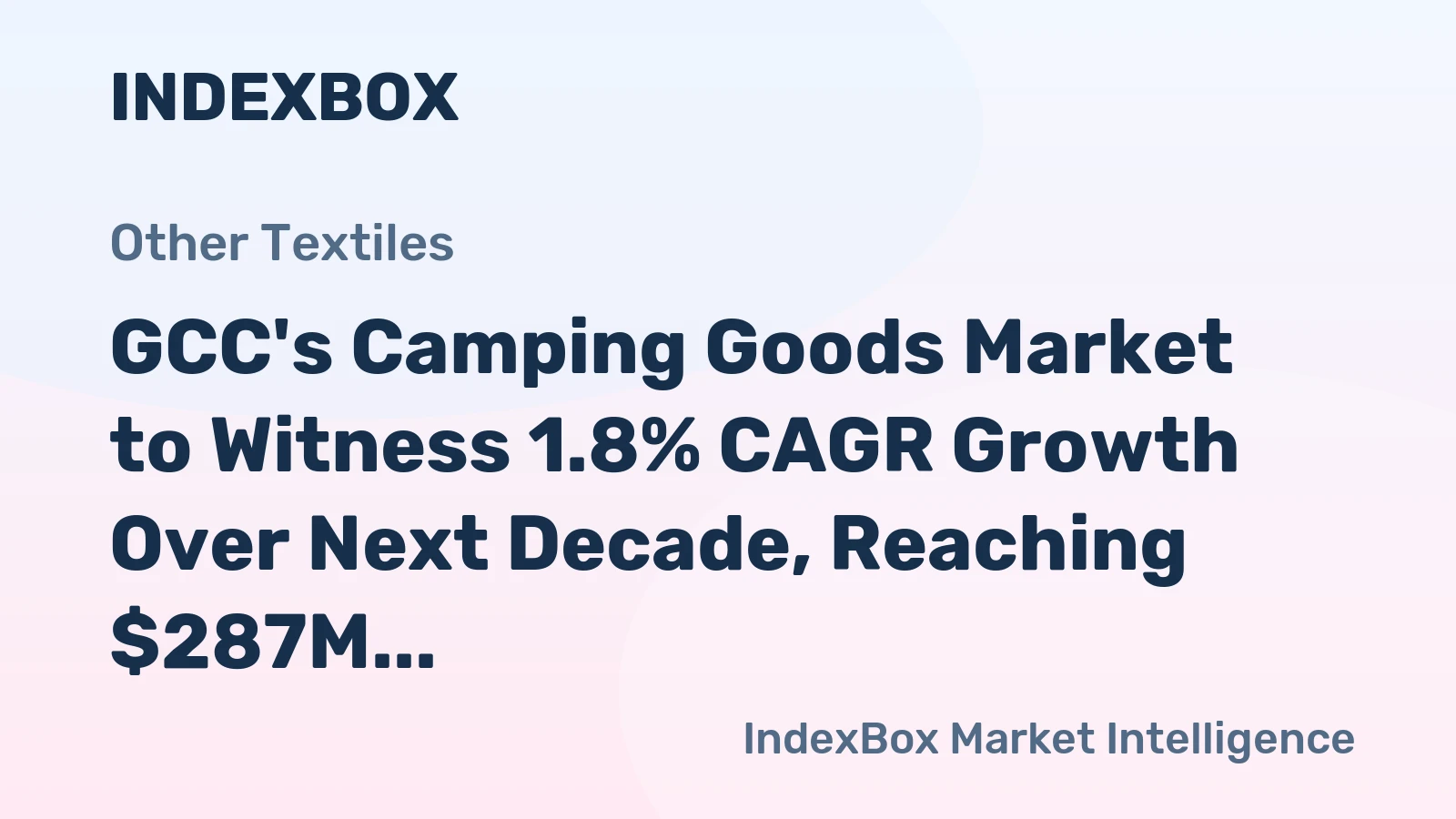 GCC's Camping Goods Market to Witness 1.8% CAGR Growth Over Next Decade, Reaching $287M by 2035