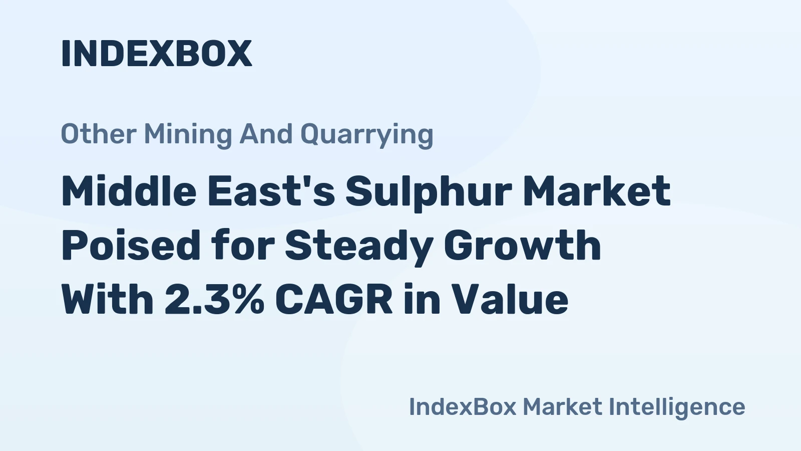 Middle East's Sulphur Market Poised for Steady Growth With 2.3% CAGR in Value