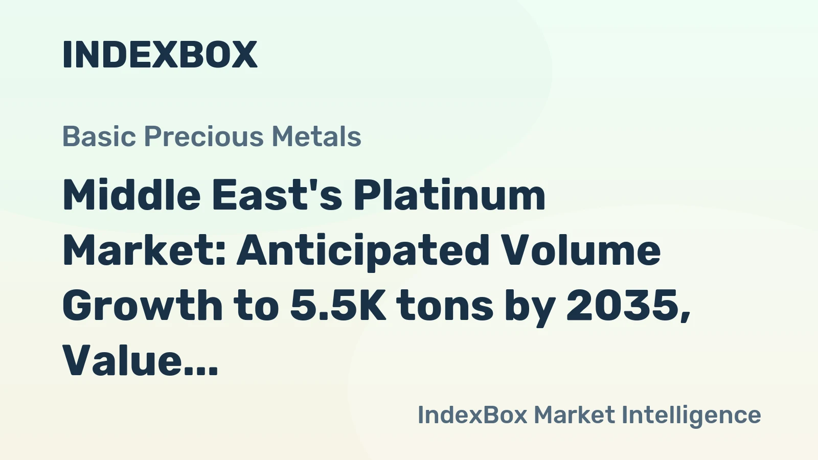 Middle East's Platinum Market: Anticipated Volume Growth to 5.5K tons by 2035, Value to Reach $166.9B