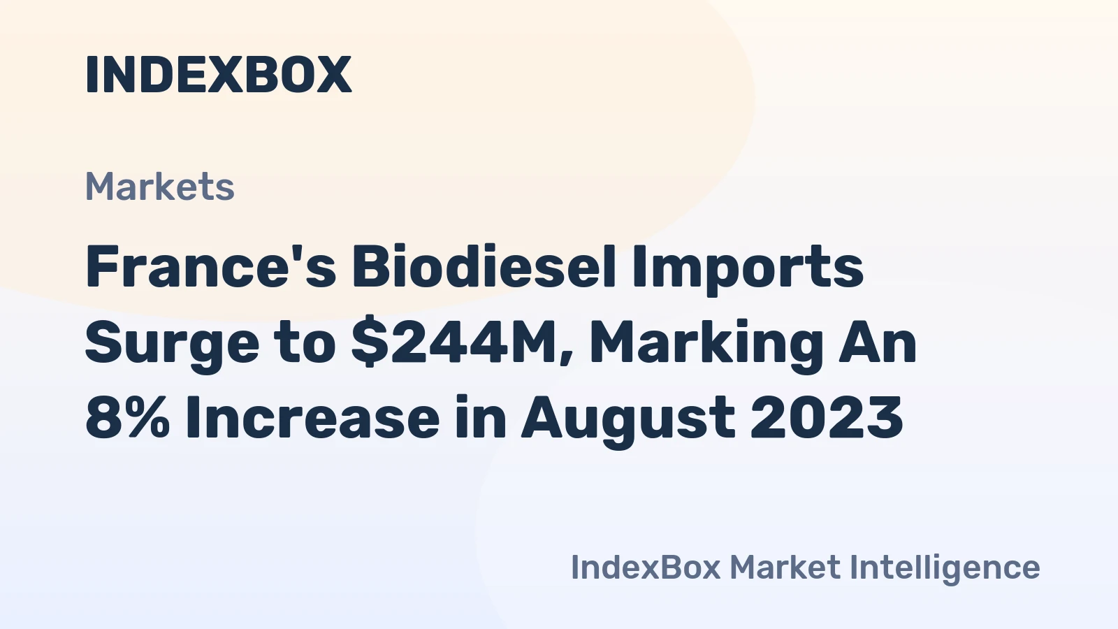France's Biodiesel Imports Surge to $244M, Marking An 8% Increase in August 2023