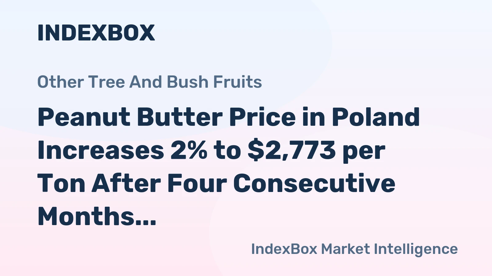 Peanut Butter Price in Poland Increases 2% to $2,773 per Ton After Four Consecutive Months of Increase