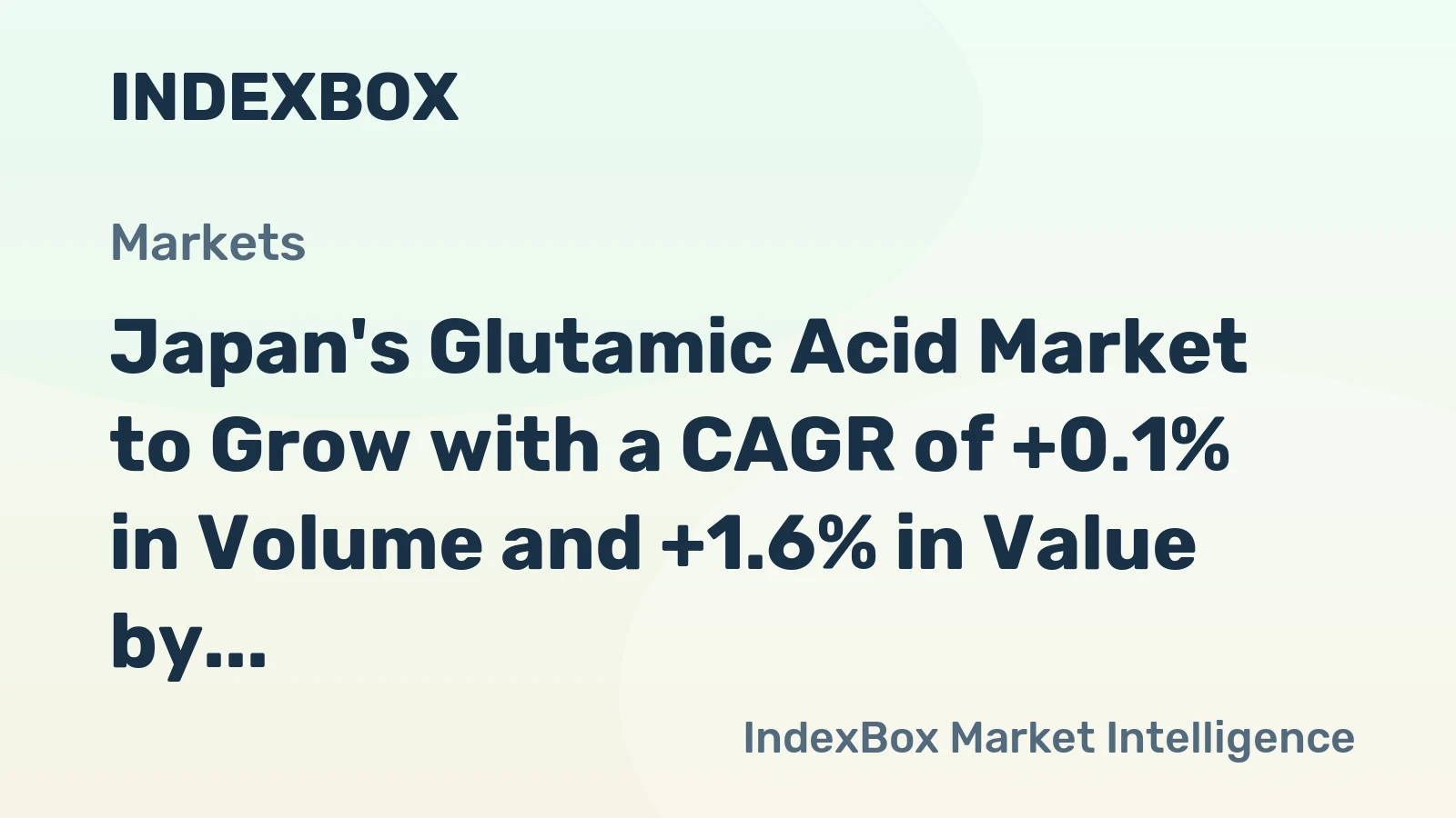 Japan's Glutamic Acid Market to Grow with a CAGR of +0.1% in Volume and +1.6% in Value by 2035