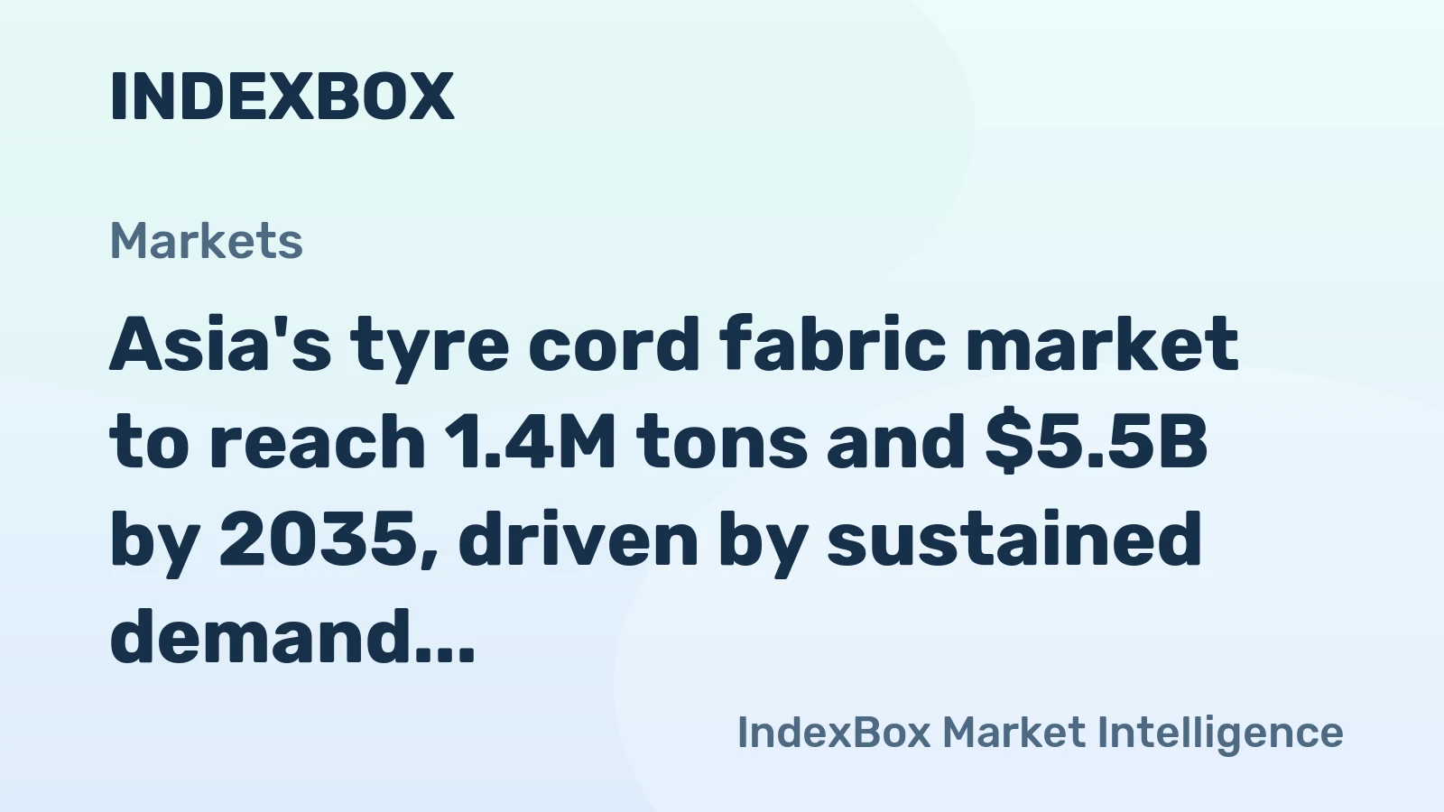Asia's tyre cord fabric market to reach 1.4M tons and $5.5B by 2035, driven by sustained demand growth.