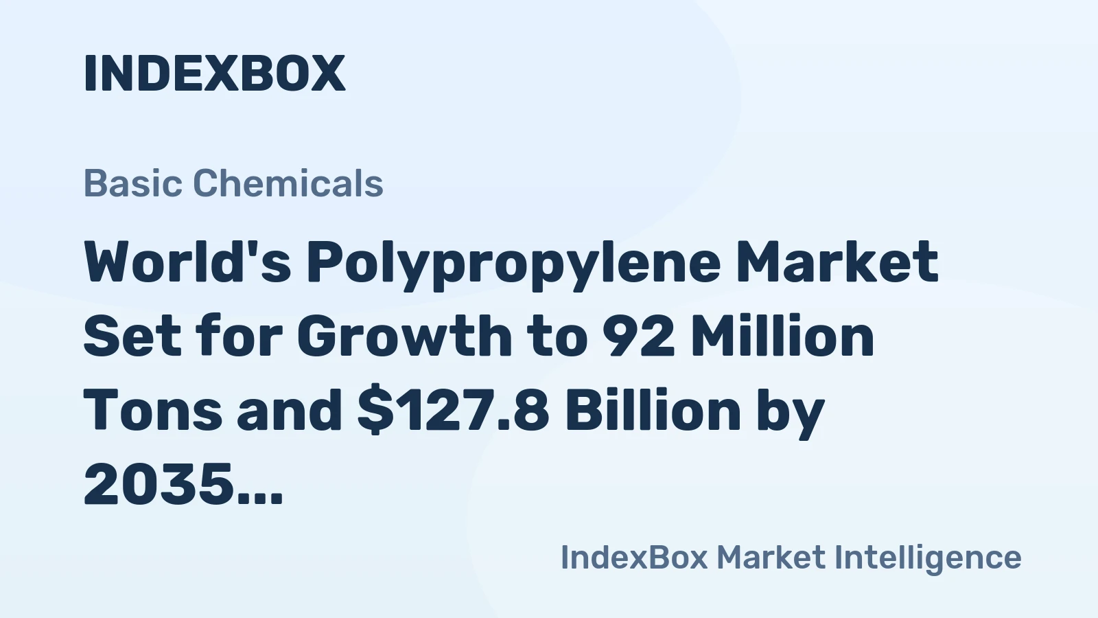 World's Polypropylene Market Set for Growth to 92 Million Tons and $127.8 Billion by 2035