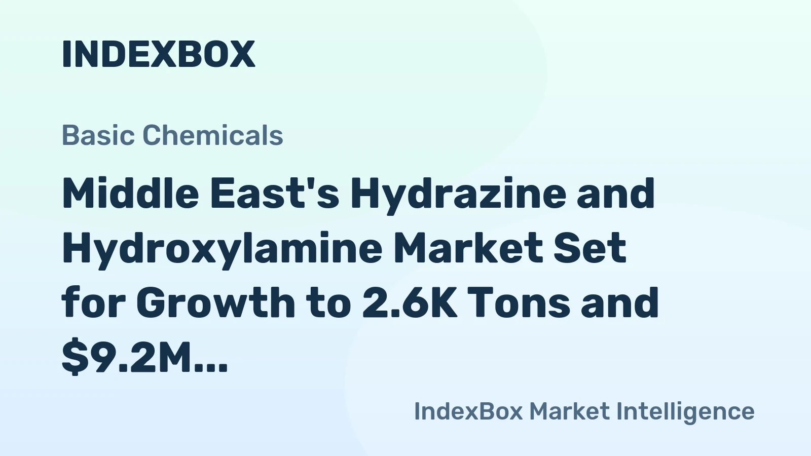 Middle East's Hydrazine and Hydroxylamine Market Set for Growth to 2.6K Tons and $9.2M