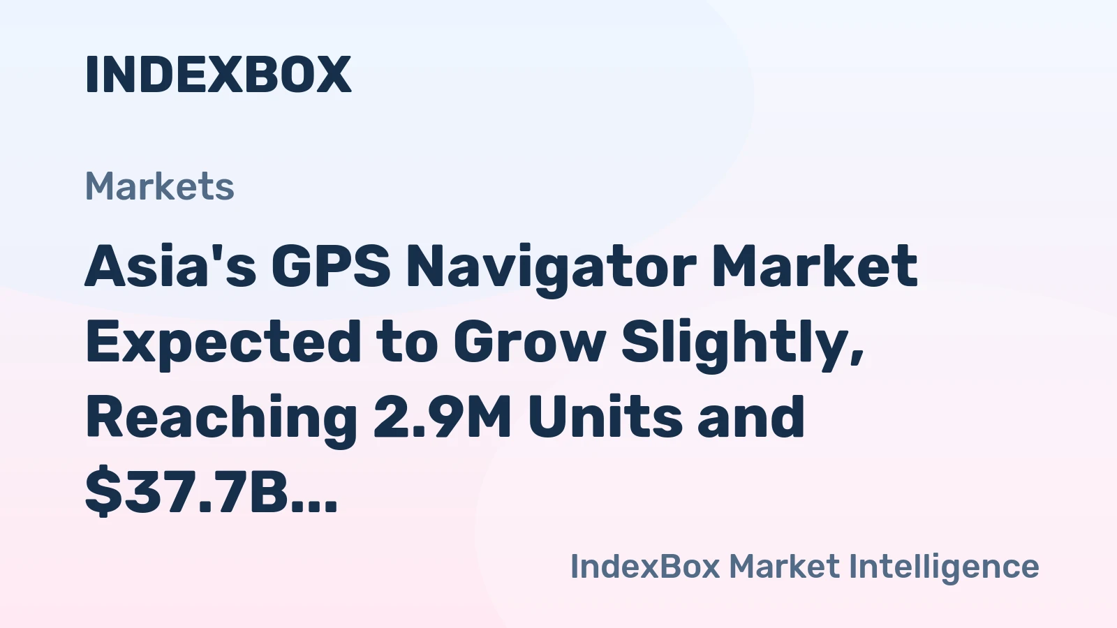 Asia's GPS Navigator Market Expected to Grow Slightly, Reaching 2.9M Units and $37.7B by 2035