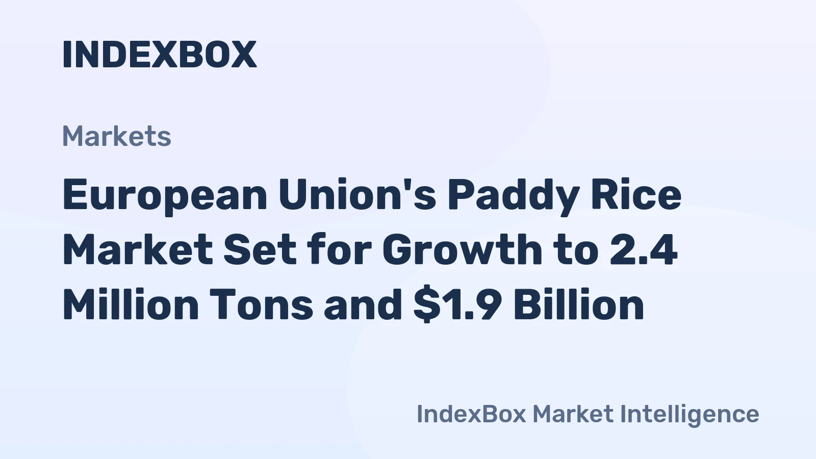 European Union's Paddy Rice Market Set for Growth to 2.4 Million Tons and $1.9 Billion