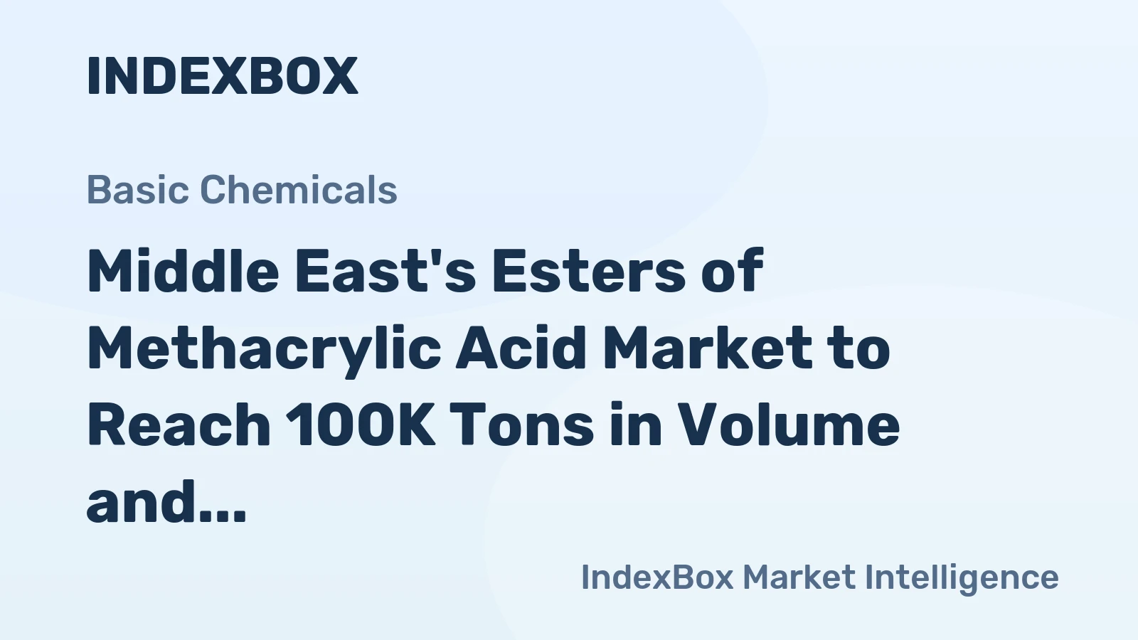 Middle East's Esters of Methacrylic Acid Market to Reach 100K Tons in Volume and $241M in Value by 2035