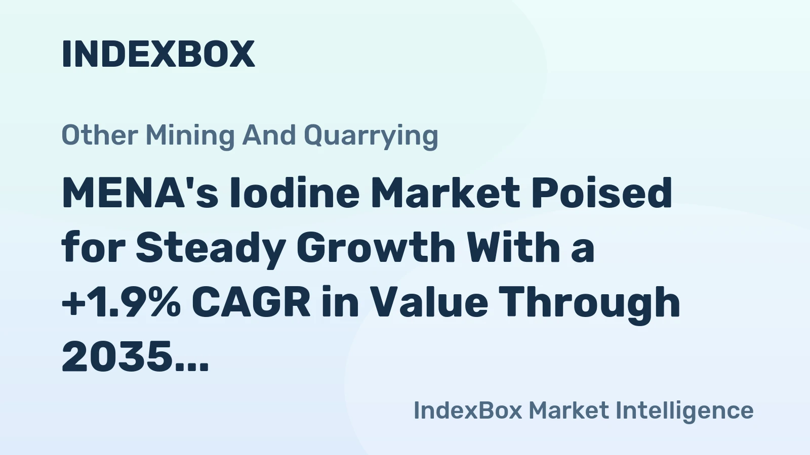 MENA's Iodine Market Poised for Steady Growth With a +1.9% CAGR in Value Through 2035