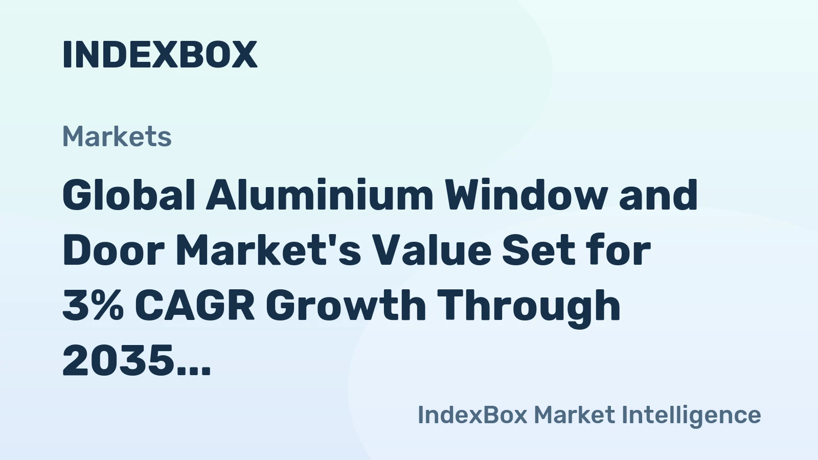 Global Aluminium Window and Door Market's Value Set for 3% CAGR Growth Through 2035