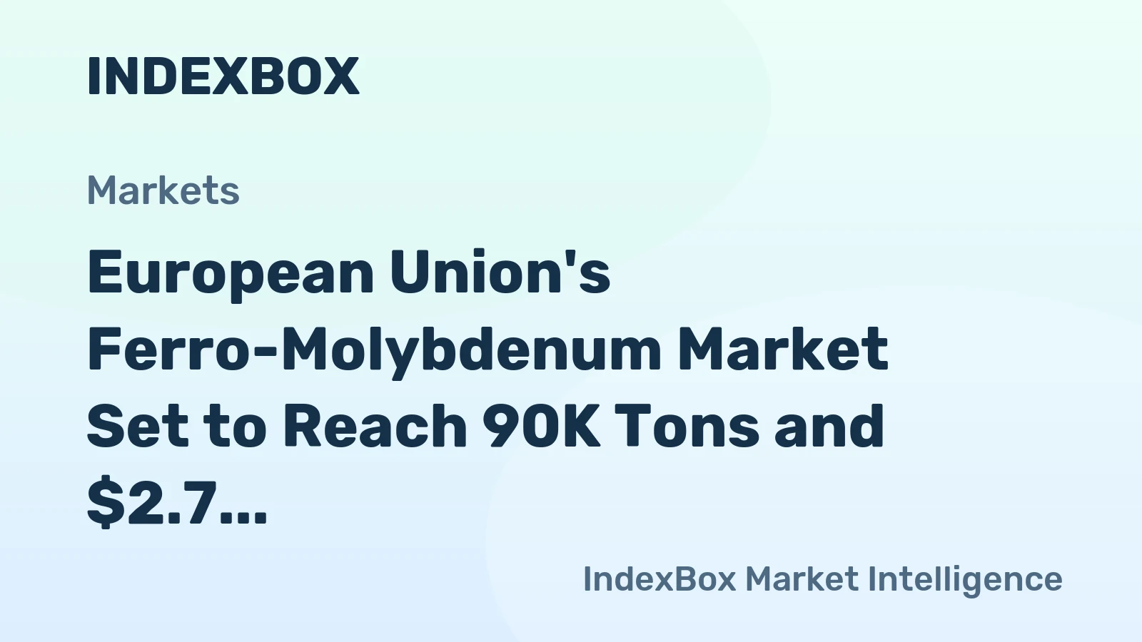 European Union's Ferro-Molybdenum Market Set to Reach 90K Tons and $2.7 Billion by 2035