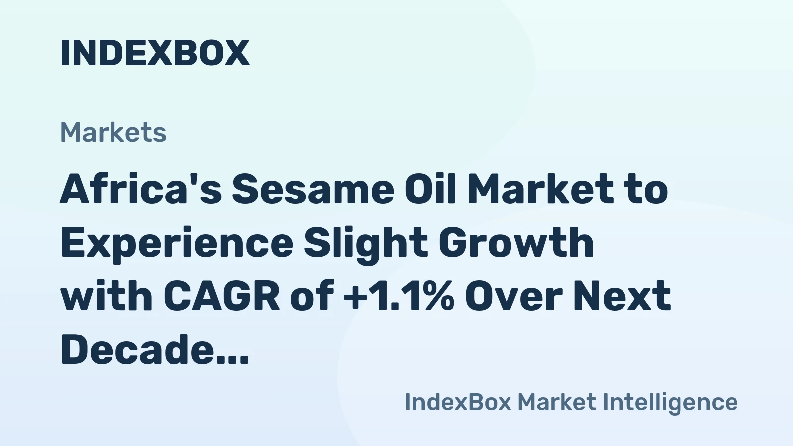 Africa's Sesame Oil Market to Experience Slight Growth with CAGR of +1.1% Over Next Decade