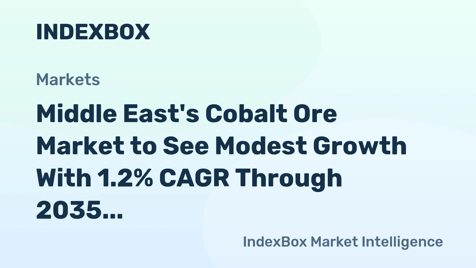 Middle East's Cobalt Ore Market to See Modest Growth With 1.2% CAGR Through 2035
