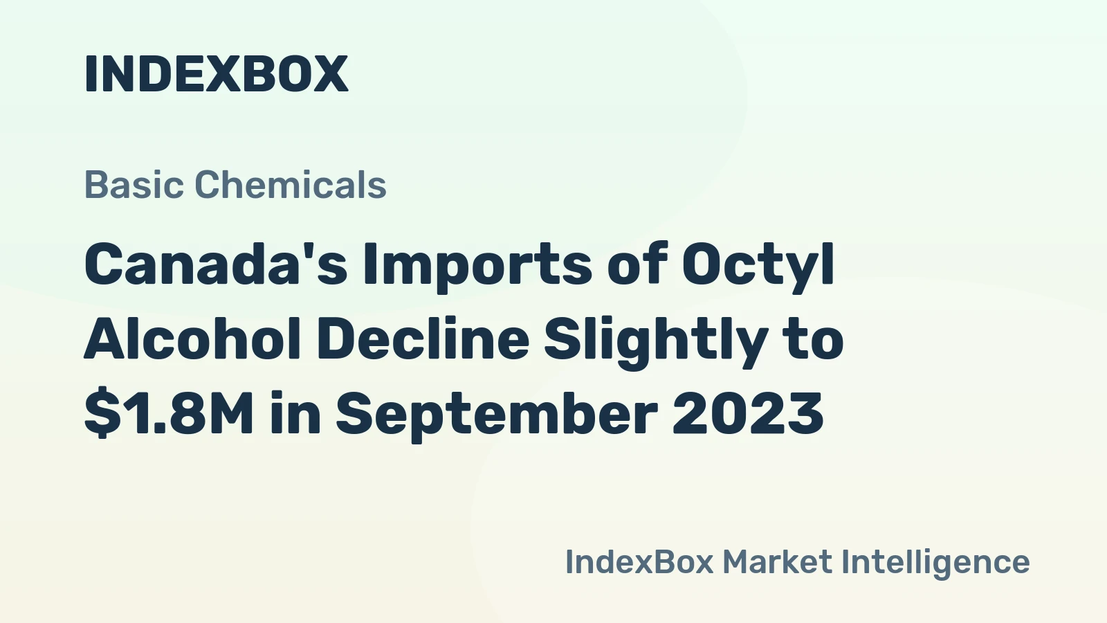 Canada's Imports of Octyl Alcohol Decline Slightly to $1.8M in September 2023