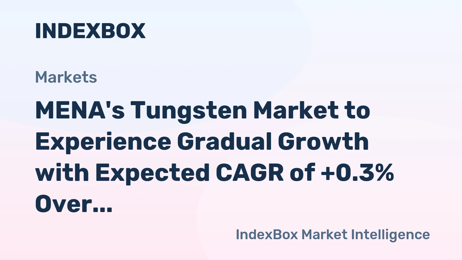 MENA's Tungsten Market to Experience Gradual Growth with Expected CAGR of +0.3% Over the Next Decade