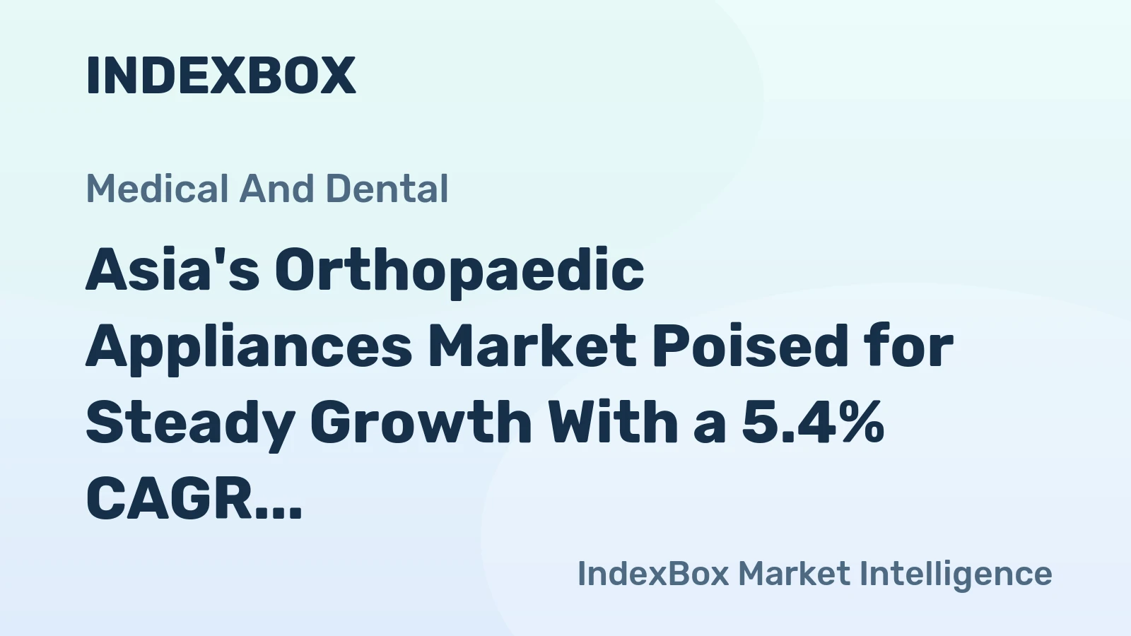 Asia's Orthopaedic Appliances Market Poised for Steady Growth With a 5.4% CAGR in Value Through 2035