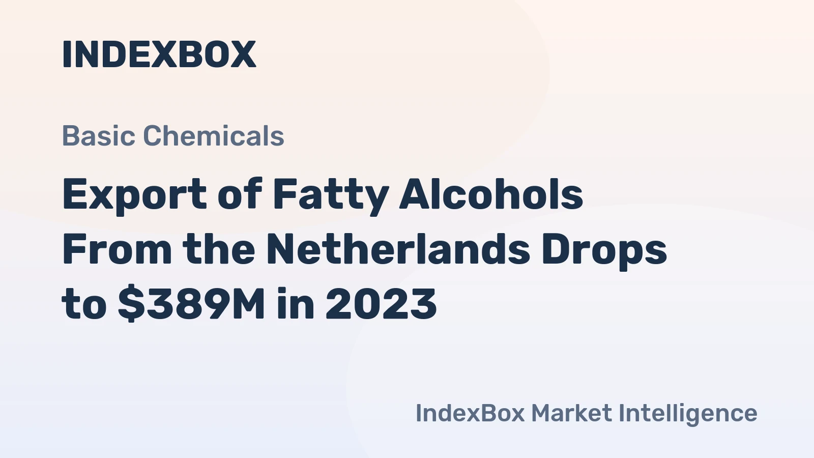 Export of Fatty Alcohols From the Netherlands Drops to $389M in 2023