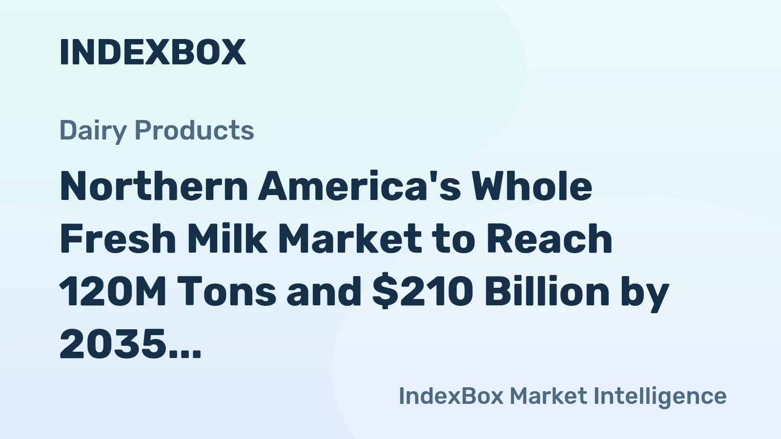 Northern America's Whole Fresh Milk Market to Reach 120M Tons and $210 Billion by 2035