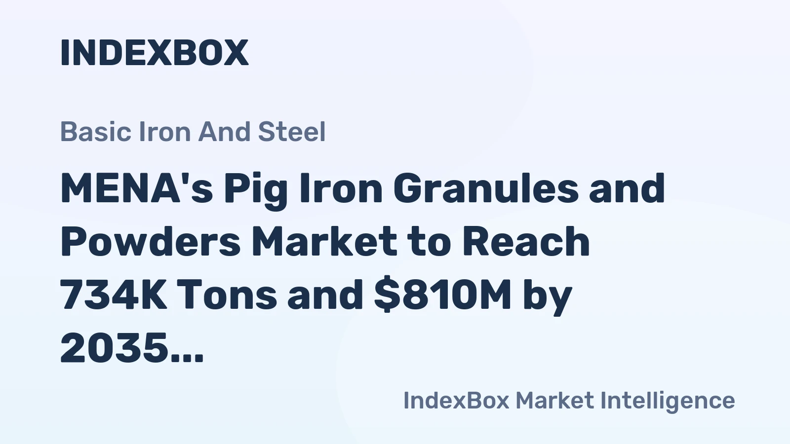 MENA's Pig Iron Granules and Powders Market to Reach 734K Tons and $810M by 2035