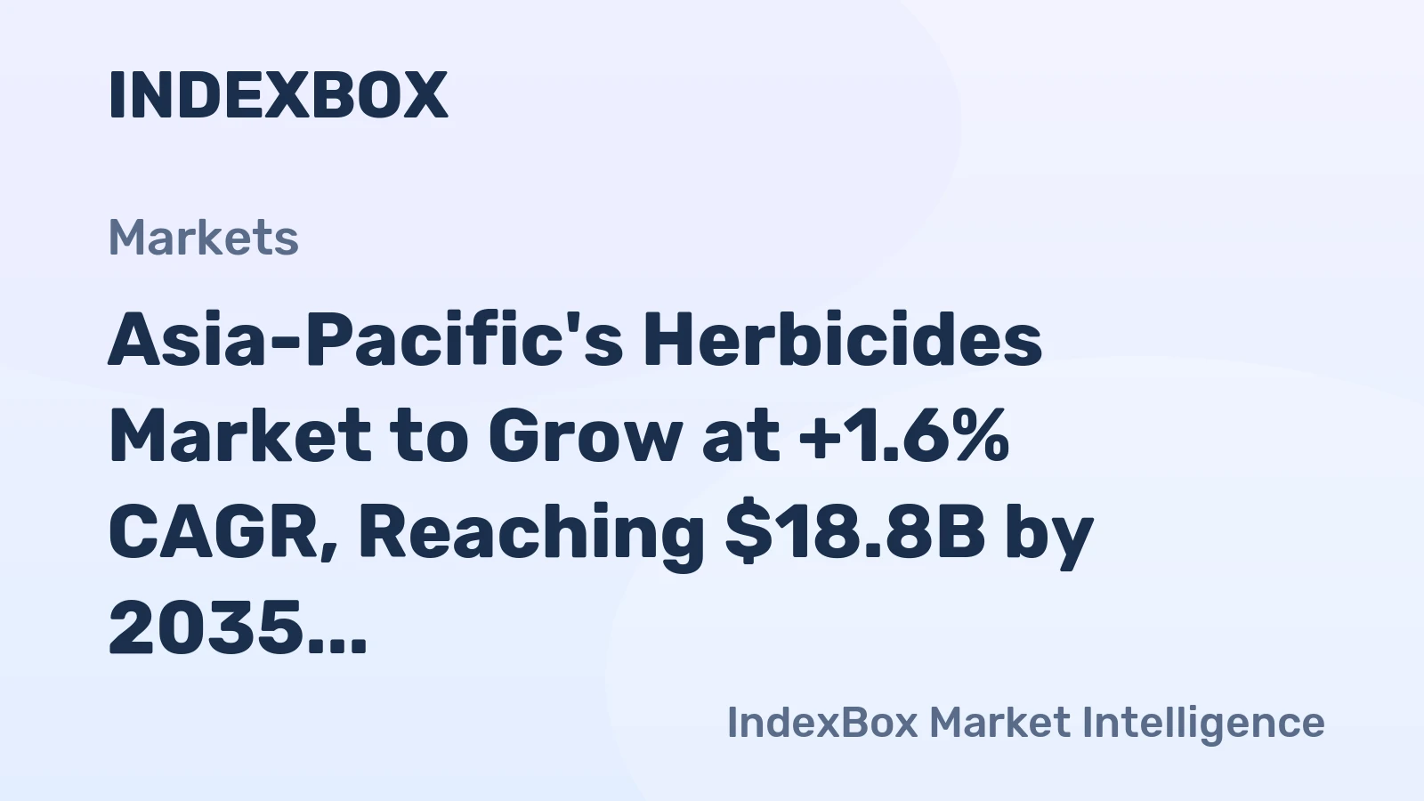 Asia-Pacific's Herbicides Market to Grow at +1.6% CAGR, Reaching $18.8B by 2035