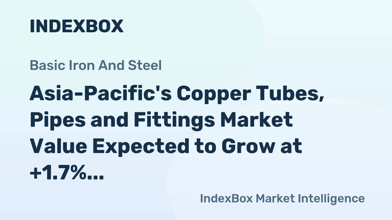 Asia-Pacific's Copper Tubes, Pipes and Fittings Market Value Expected to Grow at +1.7% CAGR to Reach $40.4B by 2035