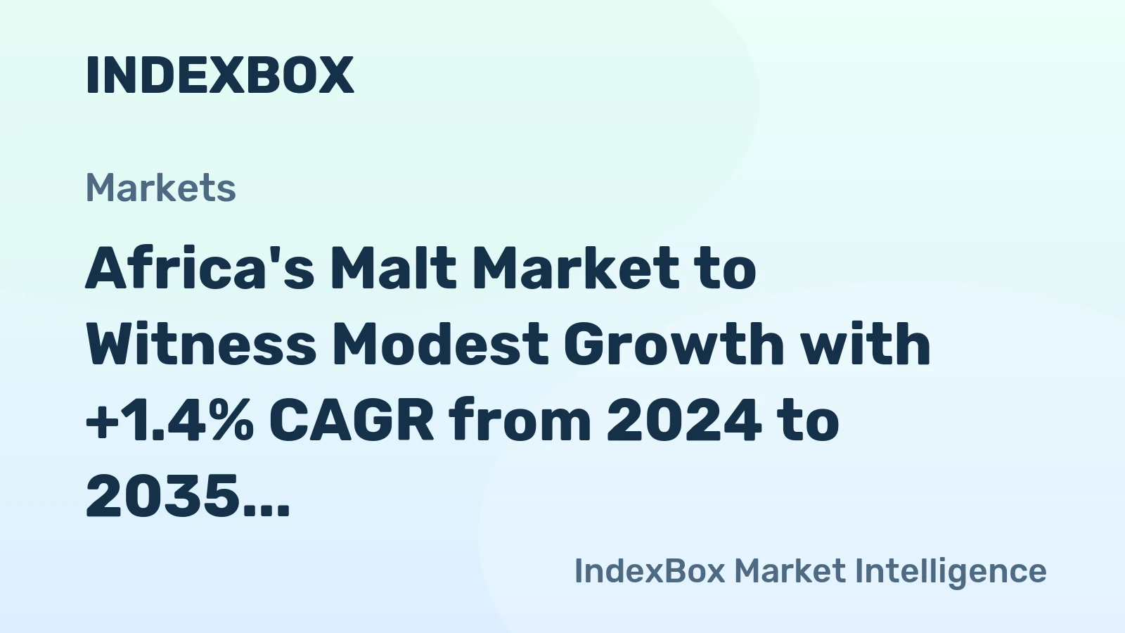 Africa's Malt Market to Witness Modest Growth with +1.4% CAGR from 2024 to 2035