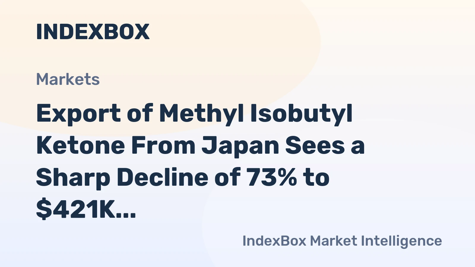 Export of Methyl Isobutyl Ketone From Japan Sees a Sharp Decline of 73% to $421K in November 2023
