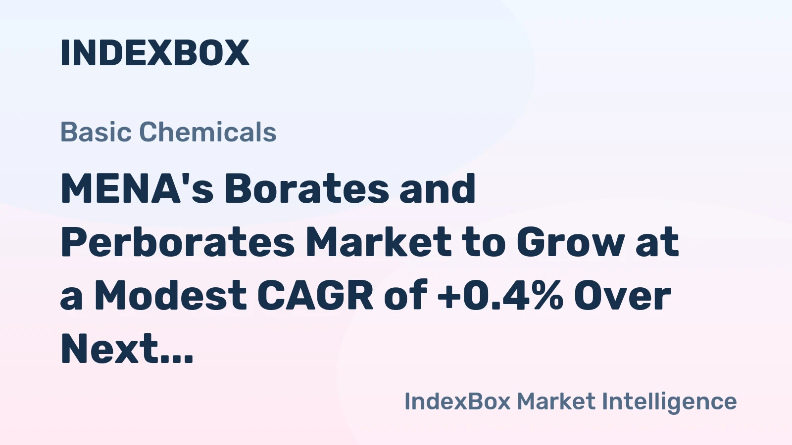 MENA's Borates and Perborates Market to Grow at a Modest CAGR of +0.4% Over Next Decade