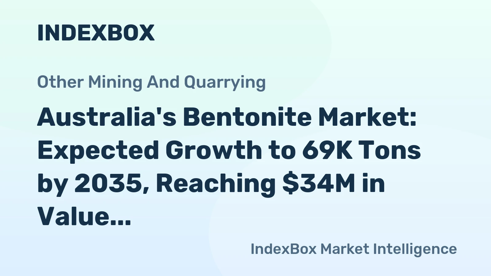 Australia's Bentonite Market: Expected Growth to 69K Tons by 2035, Reaching $34M in Value