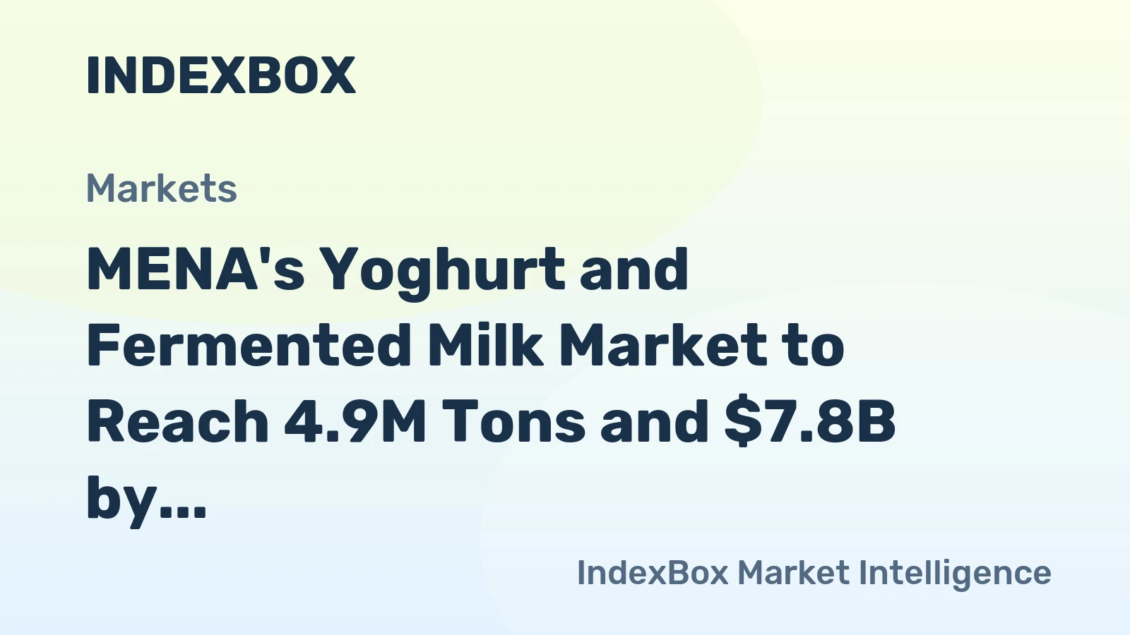 MENA's Yoghurt and Fermented Milk Market to Reach 4.9M Tons and $7.8B by 2035