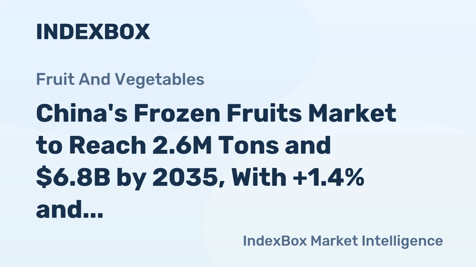 China's Frozen Fruits Market to Reach 2.6M Tons and $6.8B by 2035, With +1.4% and +1.5% CAGR, Respectively