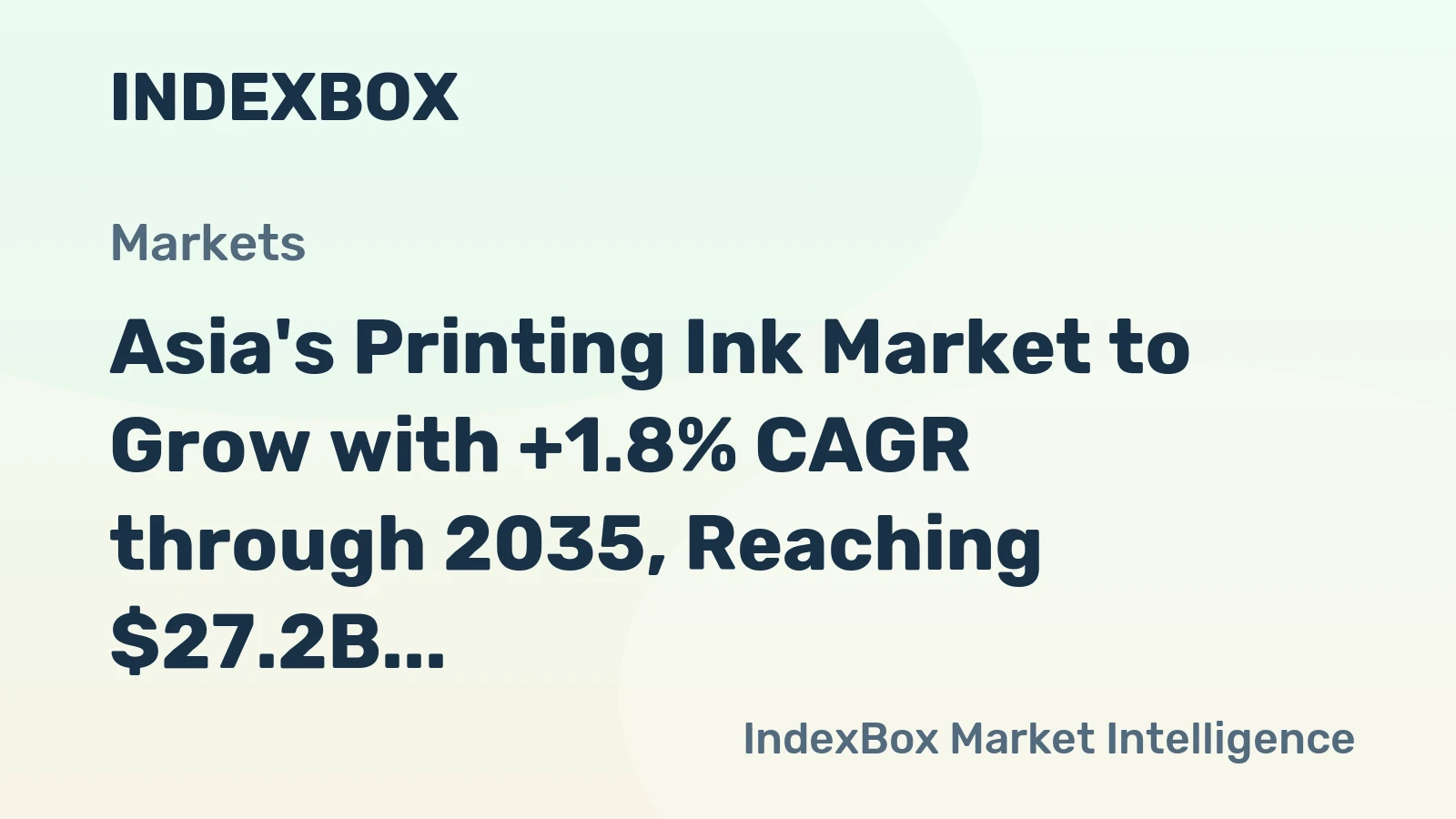 Asia's Printing Ink Market to Grow with +1.8% CAGR through 2035, Reaching $27.2B in Value