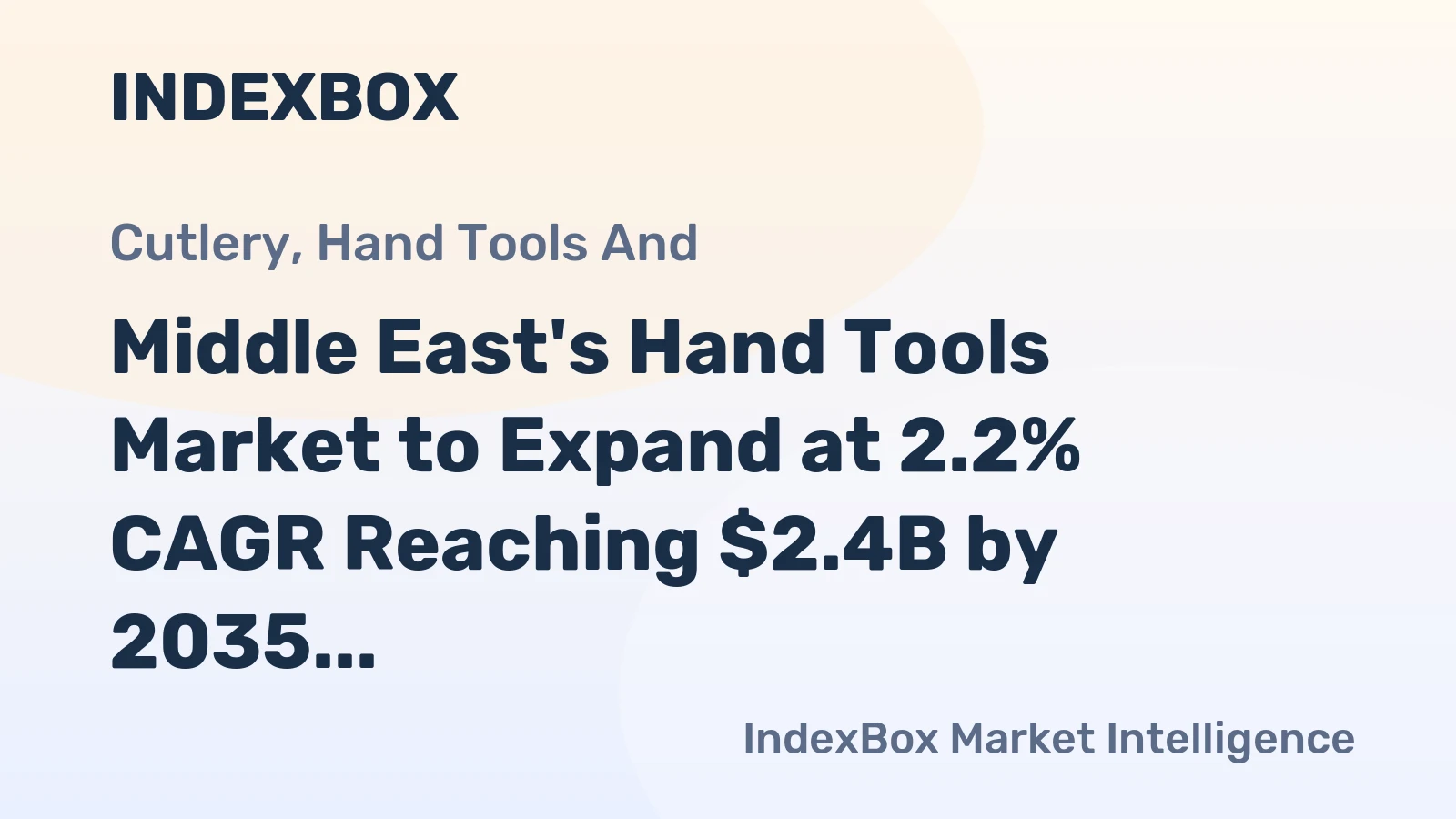 Middle East's Hand Tools Market to Expand at 2.2% CAGR Reaching $2.4B by 2035
