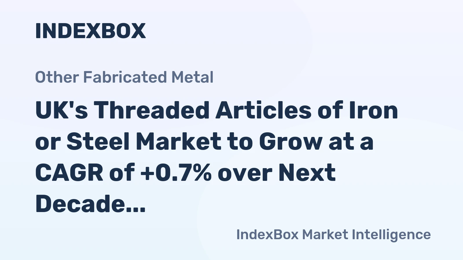 UK's Threaded Articles of Iron or Steel Market to Grow at a CAGR of +0.7% over Next Decade