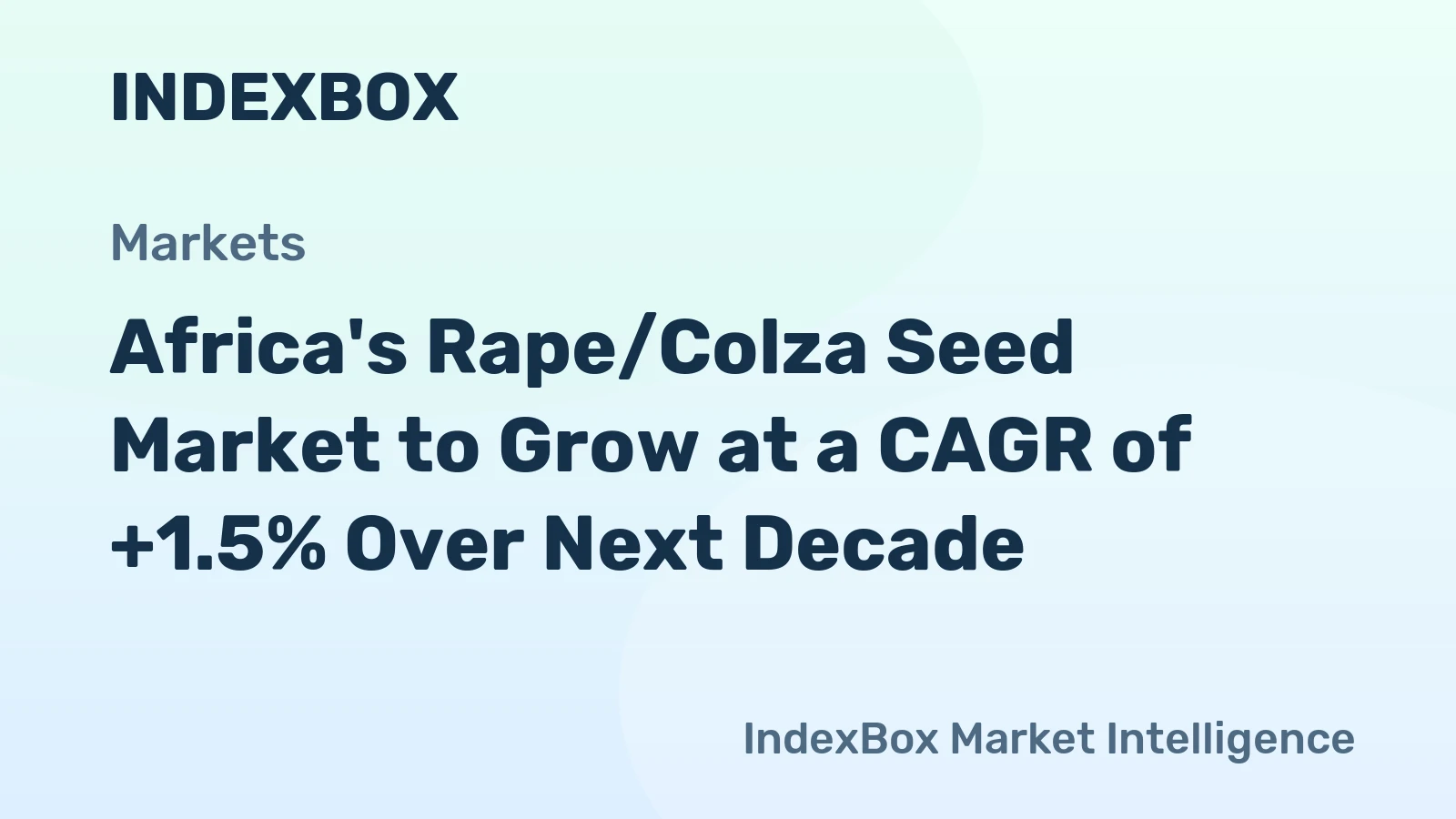 Africa's Rape/Colza Seed Market to Grow at a CAGR of +1.5% Over Next Decade